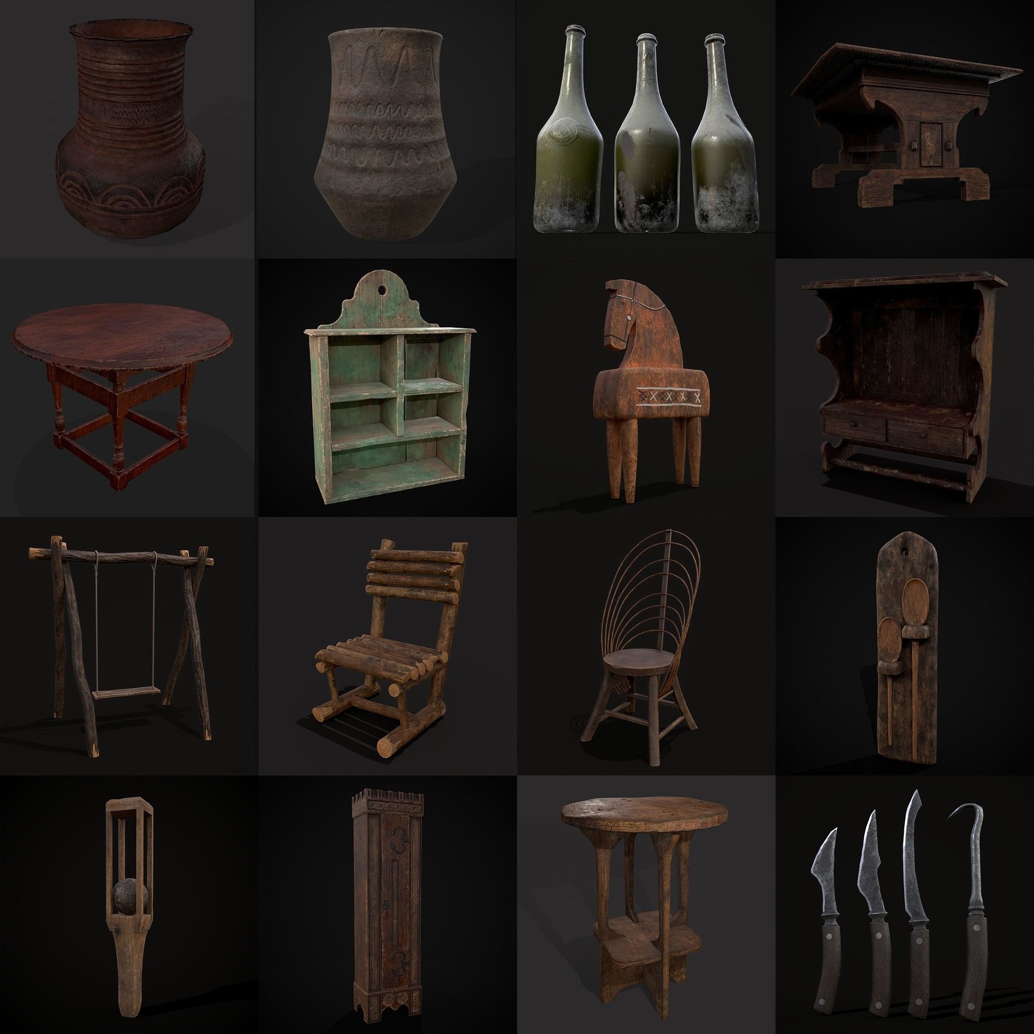 3D Model Collection 750 Medieval Props Pack VR / AR / low-poly | CGTrader