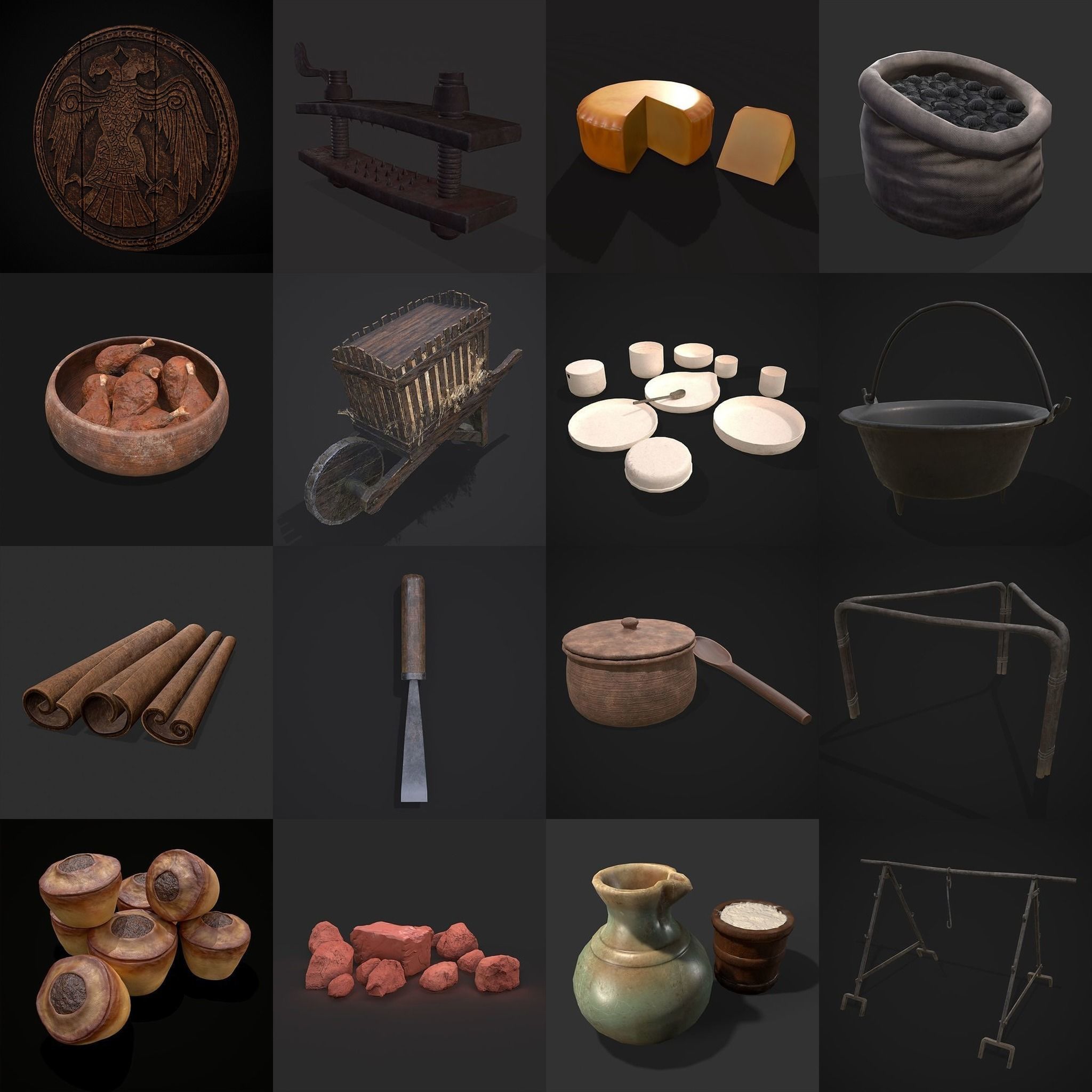3D Model Collection 750 Medieval Props Pack VR / AR / low-poly | CGTrader