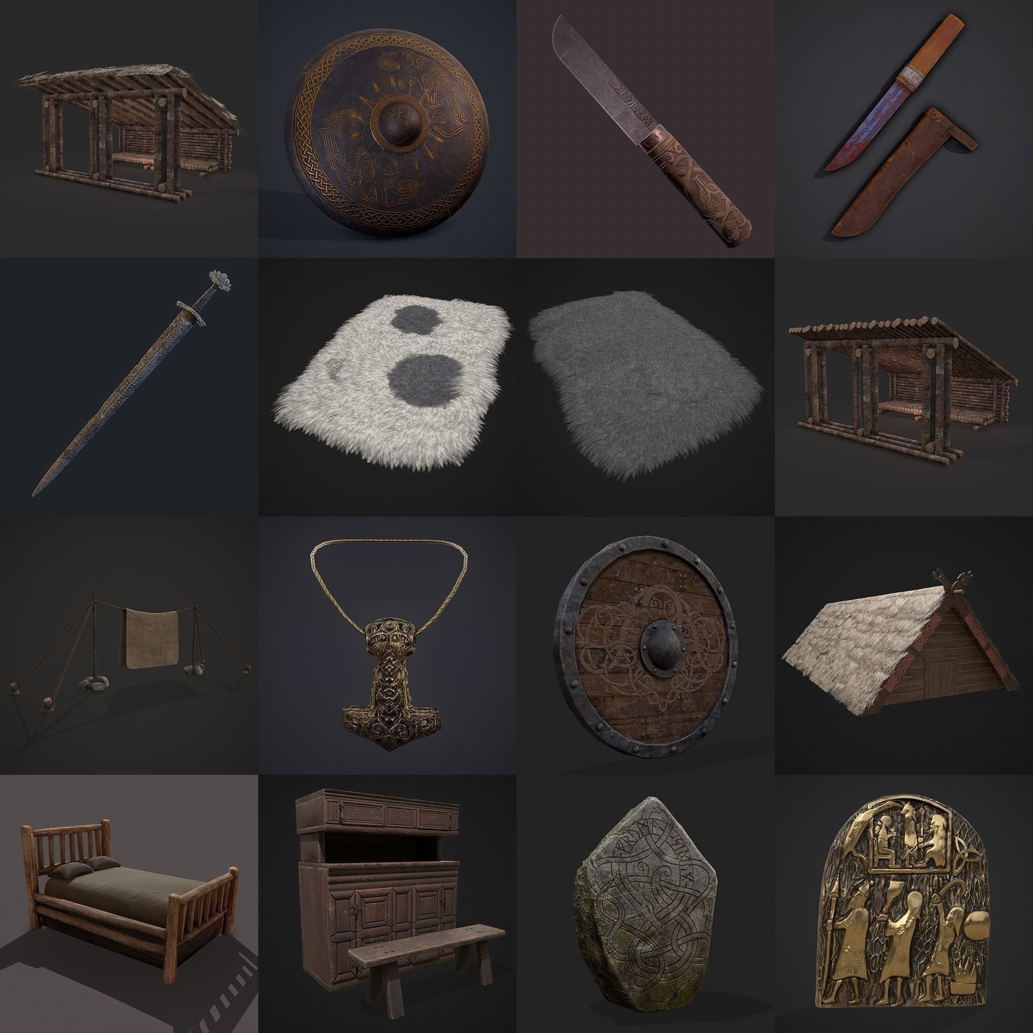 3D Model Collection 750 Medieval Props Pack VR / AR / low-poly | CGTrader