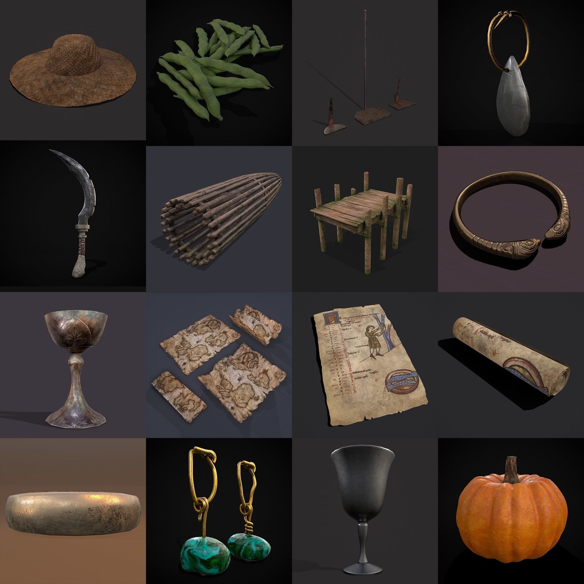 3D Model Collection 750 Medieval Props Pack VR / AR / low-poly | CGTrader