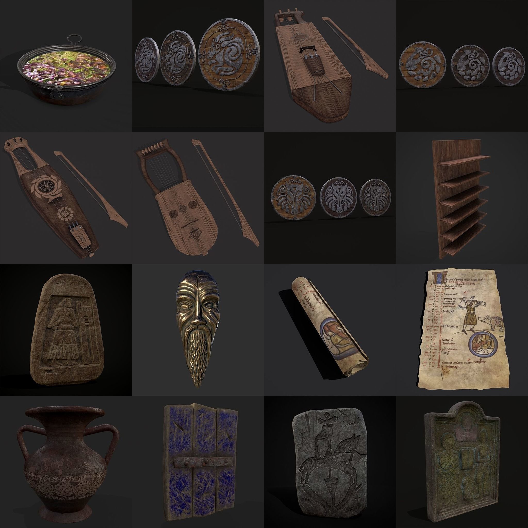 3D Model Collection 750 Medieval Props Pack VR / AR / low-poly | CGTrader
