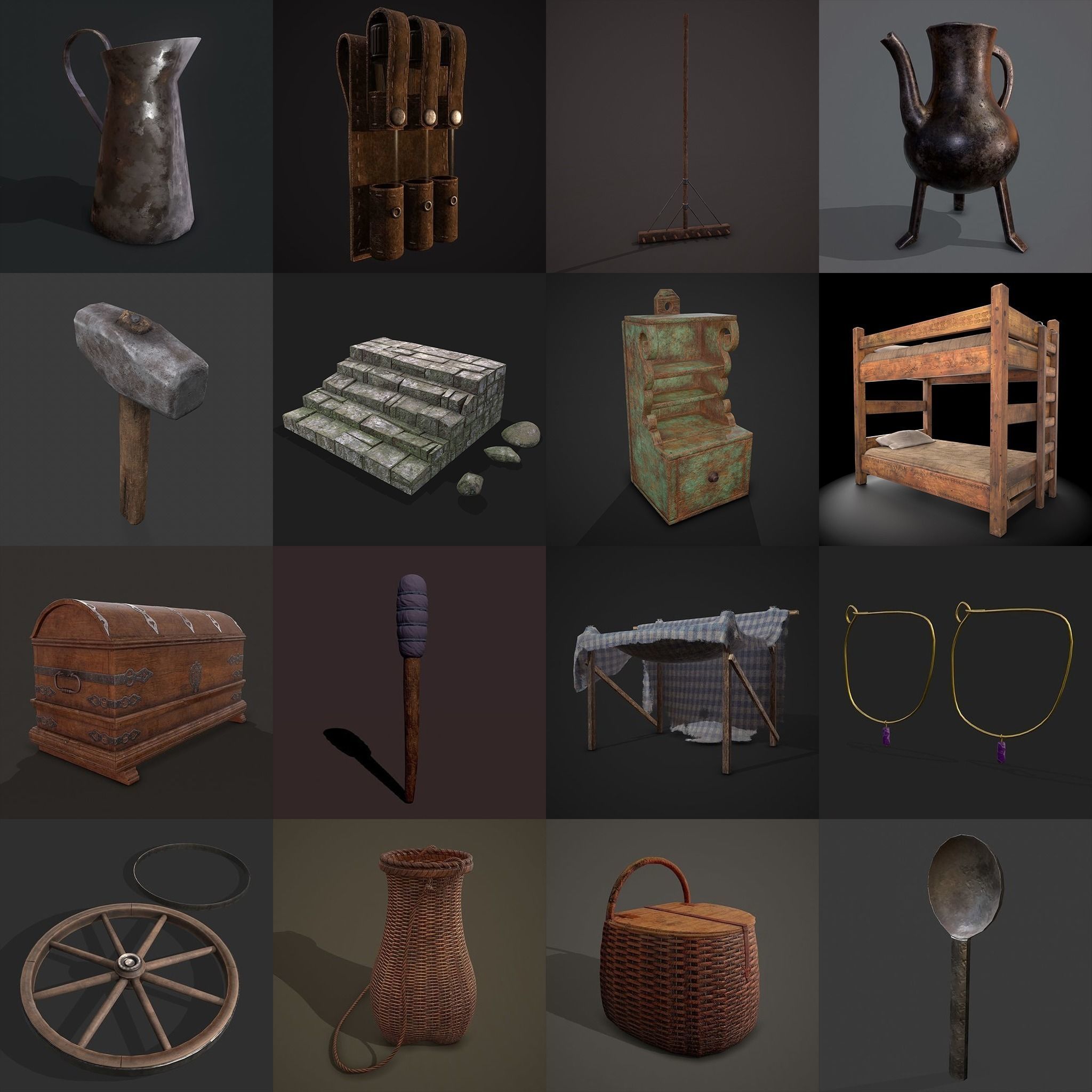 3D Model Collection 750 Medieval Props Pack VR / AR / low-poly | CGTrader