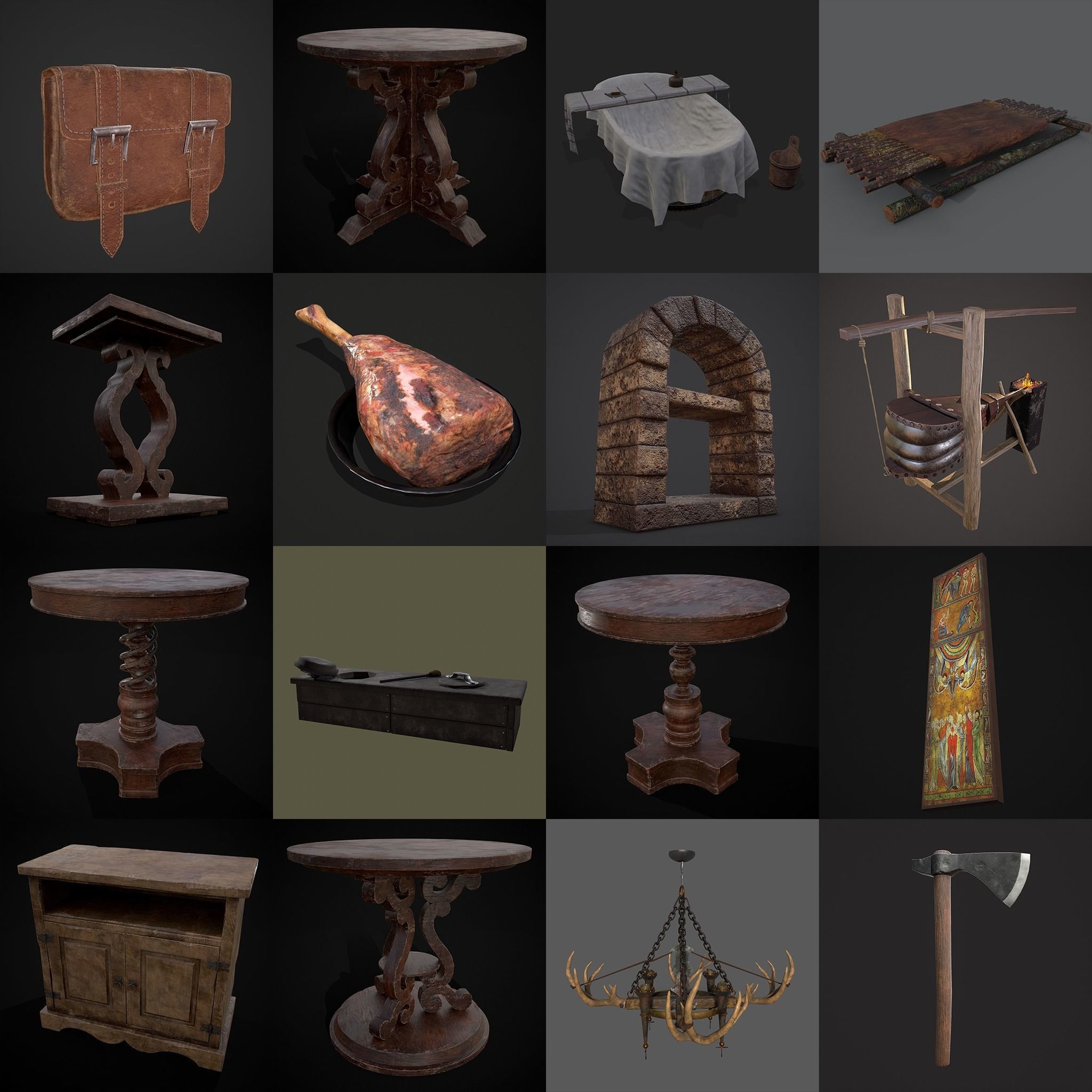 3D Model Collection 750 Medieval Props Pack VR / AR / low-poly | CGTrader