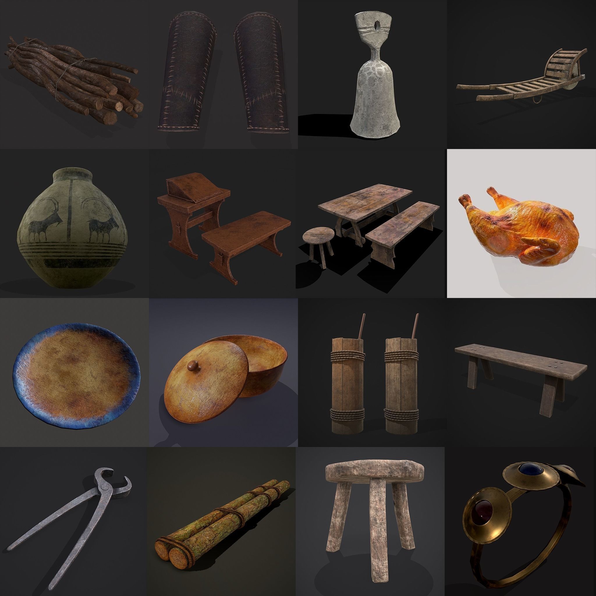 3D Model Collection 750 Medieval Props Pack VR / AR / low-poly | CGTrader