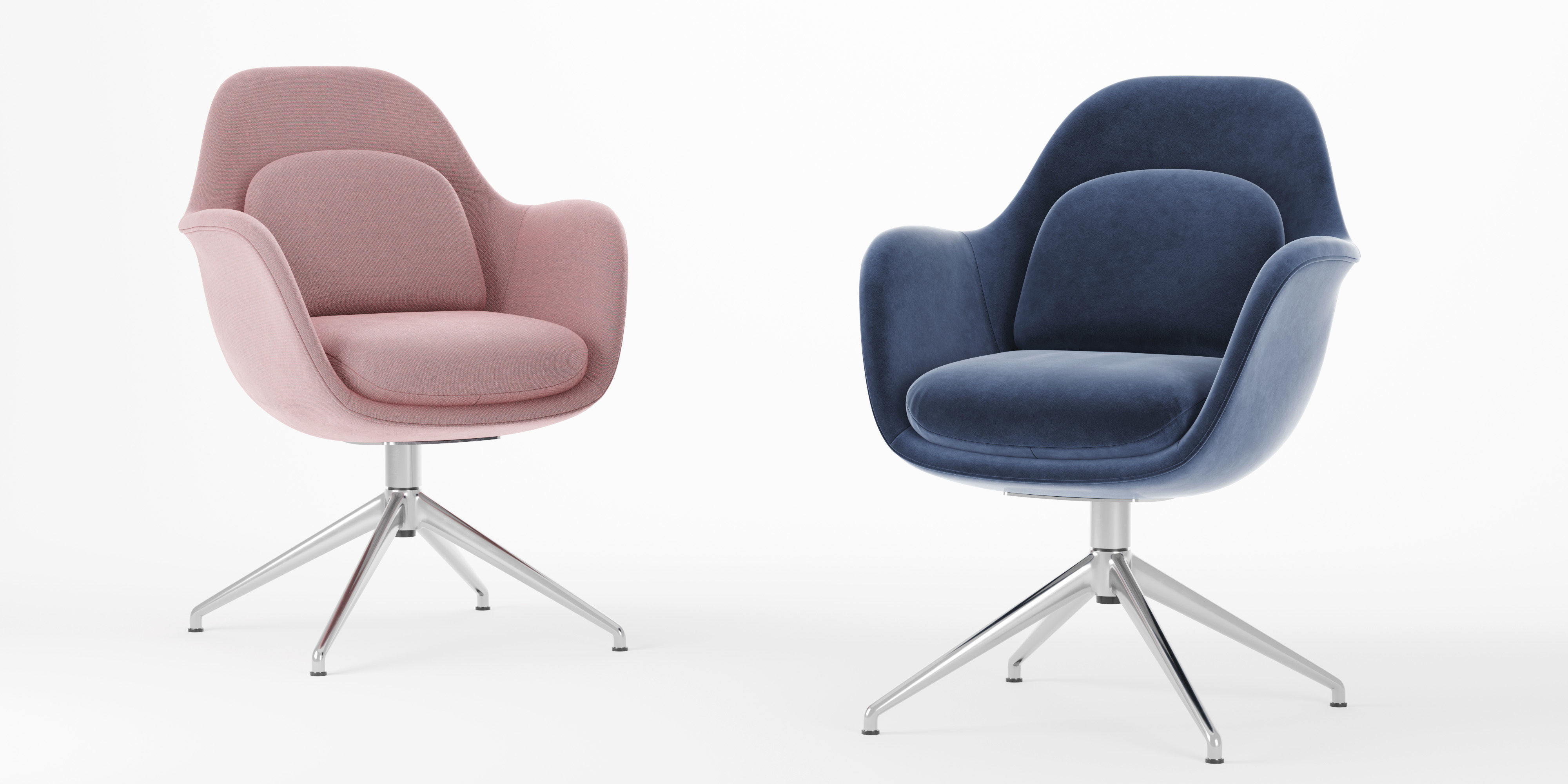 Fredericia Swoon Dining chair swivel base 2 material variations 3D ...