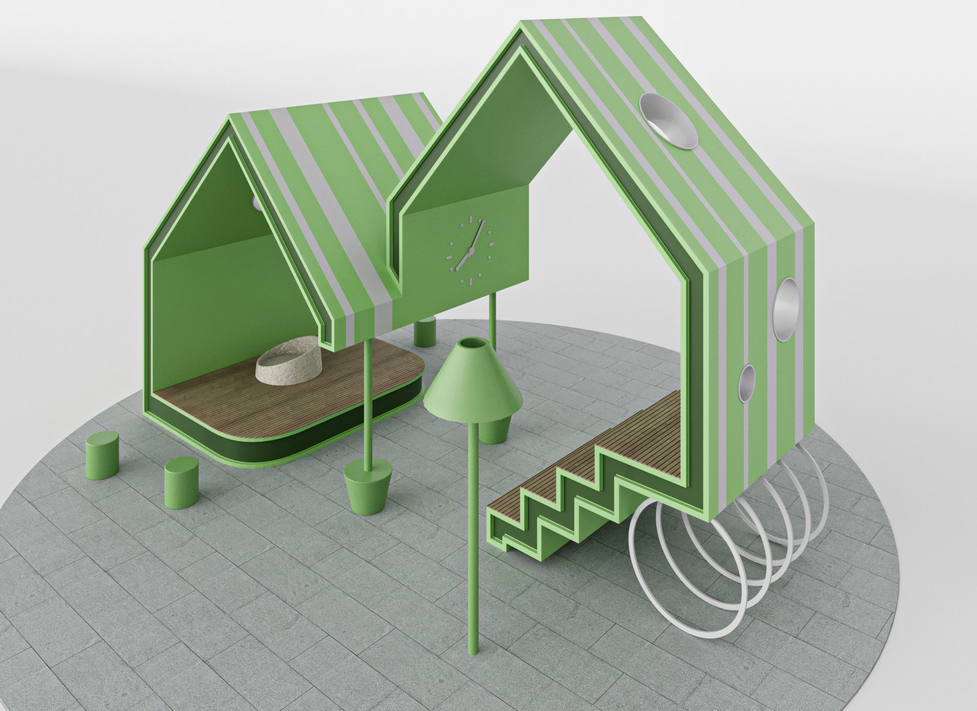 STREET ROOM GREEN for exterior public space commercial areas 3D model ...