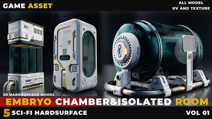 3D model 5 SCI-FI EMBRYO CHAMBER-ISOLATED ROOM UVW AND TEXTURE VR / AR ...