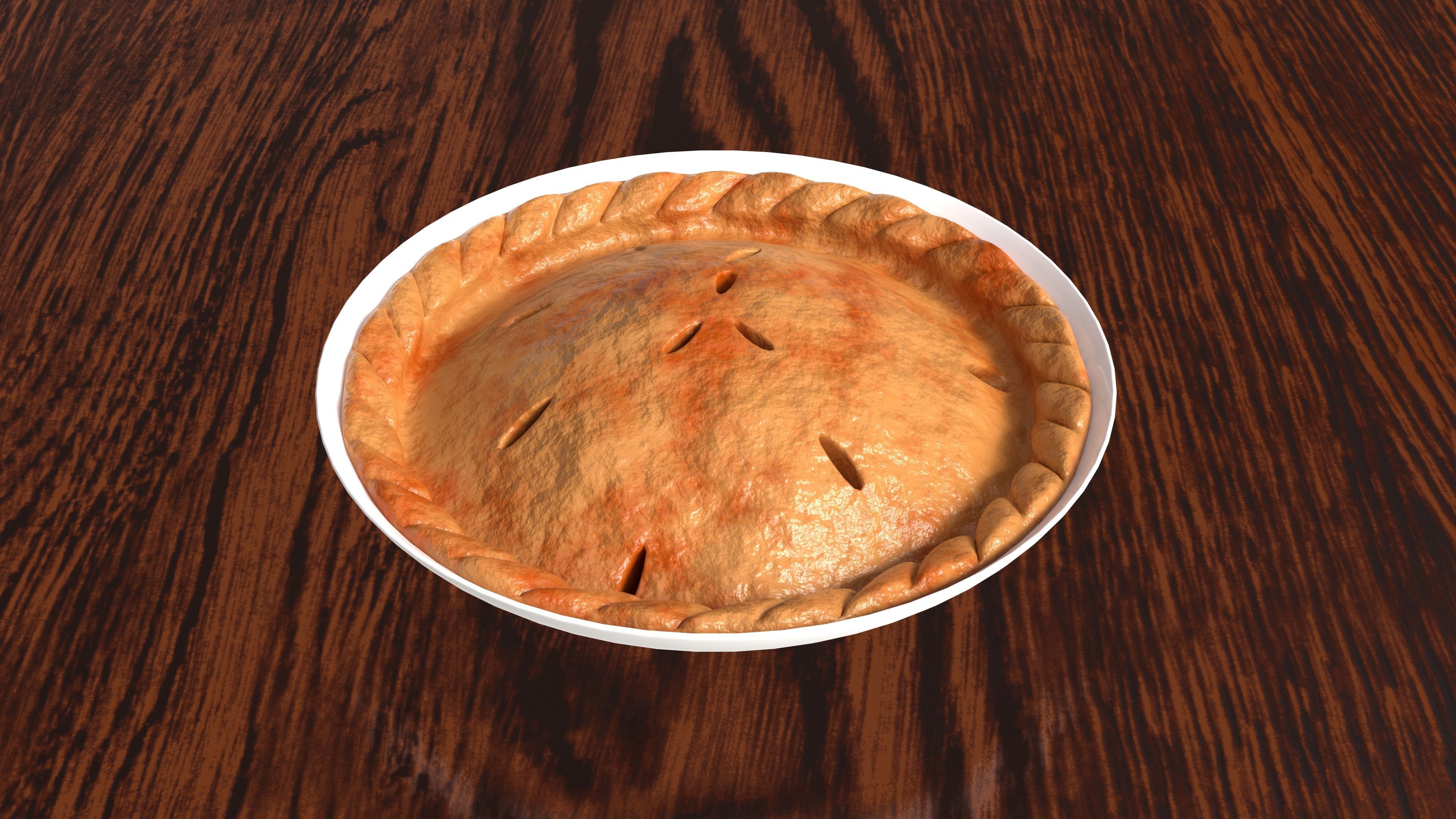 3D model pie 3d model apple on wooden table VR / AR / low-poly | CGTrader
