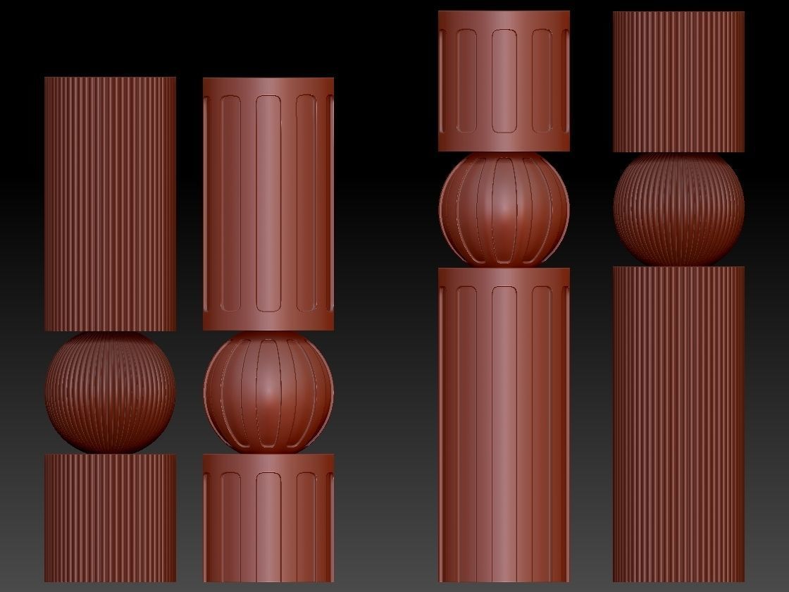 Striped line pillars 3D model 3D printable | CGTrader
