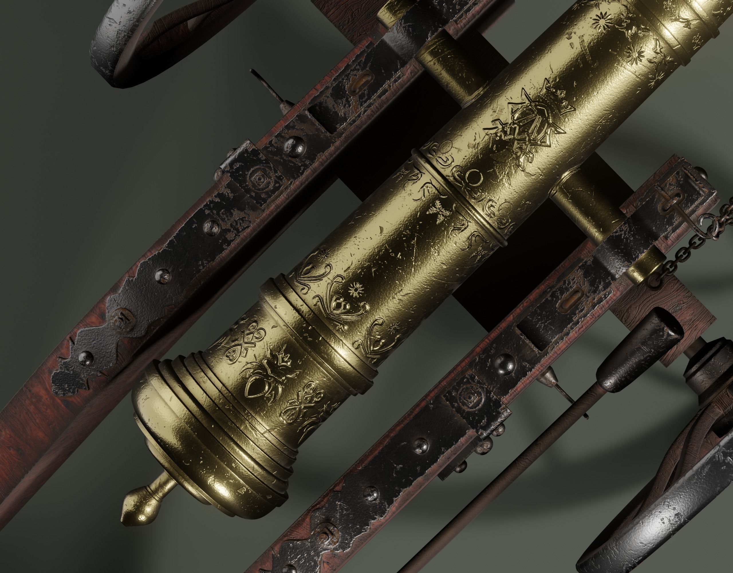 Old French artillery cannon 18 senchury 3D model | CGTrader