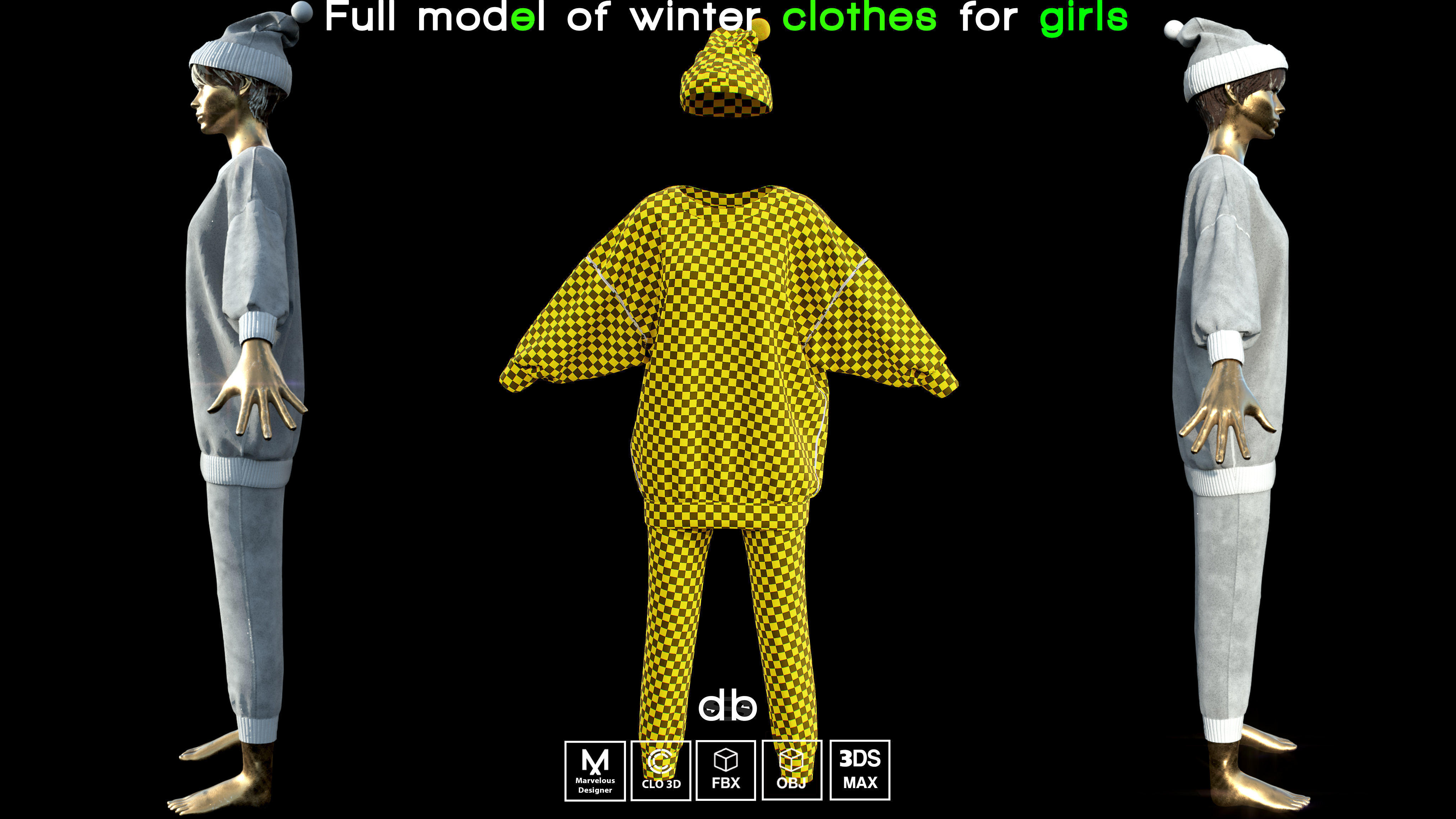 Winter clothes for girls free 3D model | CGTrader
