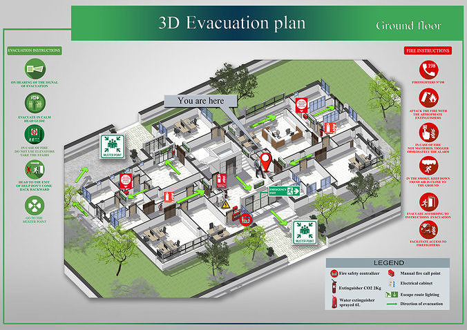 3D Evacuation plan Administration 3D model | CGTrader