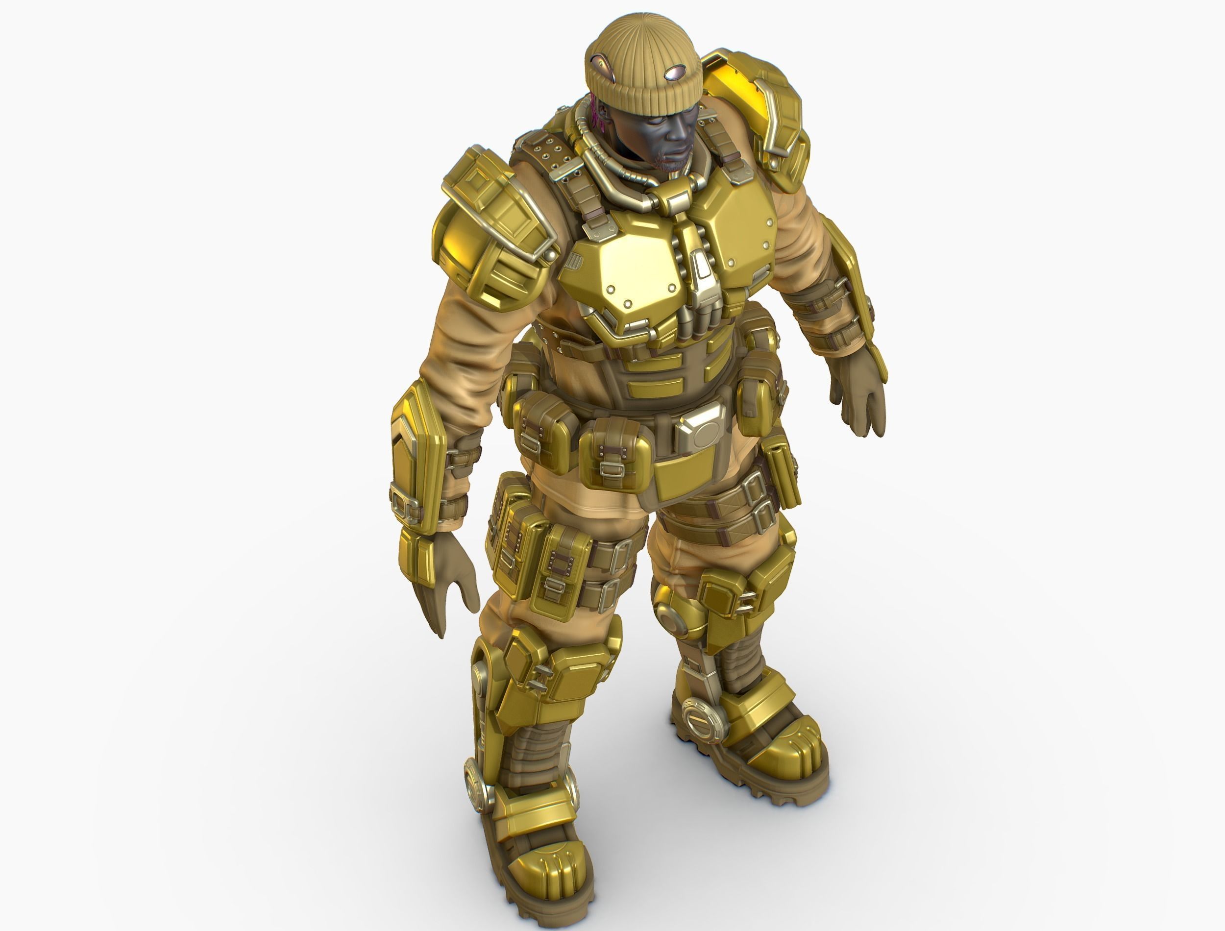 High Poly Man Military Heavy Armor Future 3D model | CGTrader