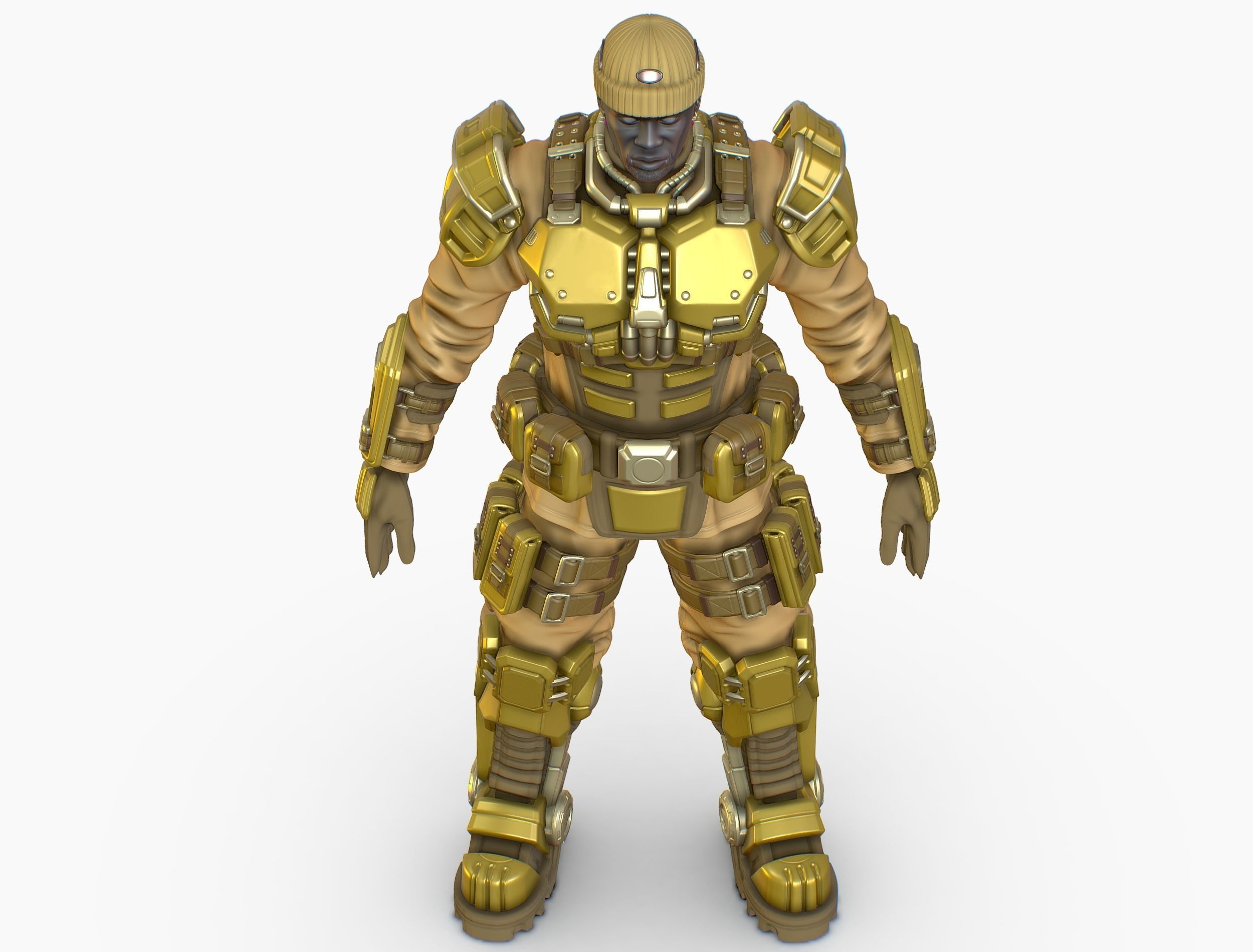 High Poly Man Military Heavy Armor Future 3D model | CGTrader