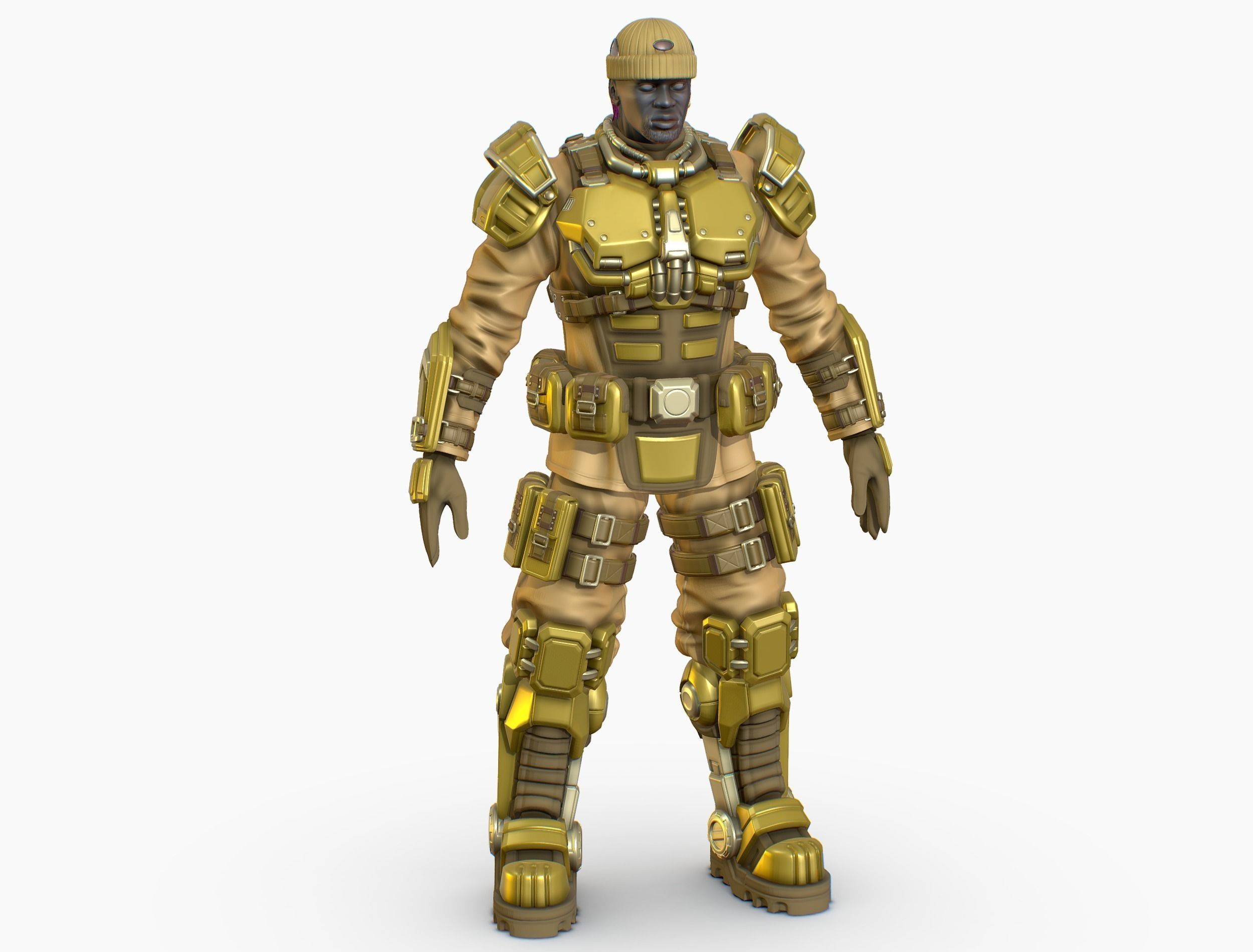 High Poly Man Military Heavy Armor Future 3D model | CGTrader