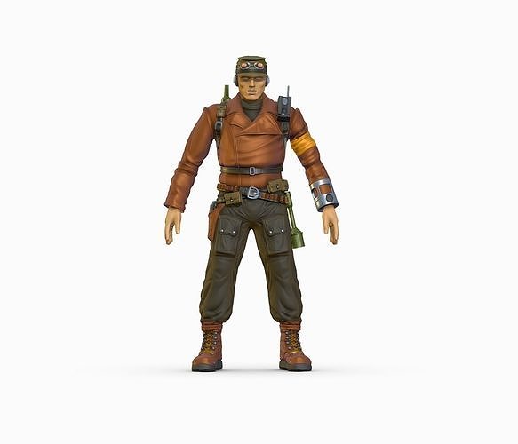 3D model High Poly Man Leather Jacket Military Outfit VR / AR / low ...