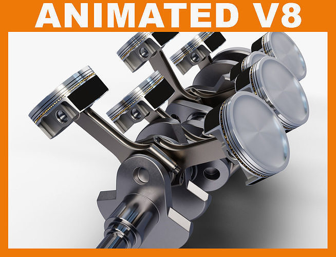 Animated V8 Engine 3D model animated rigged | CGTrader