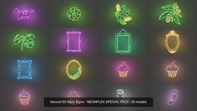 Second 50 Neon Signs - NEONPLEX SPECIAL PACK 3D Model Collection | CGTrader