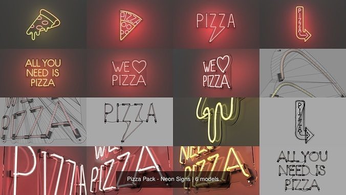 Pizza Pack - Neon Signs 3D Model Collection | CGTrader