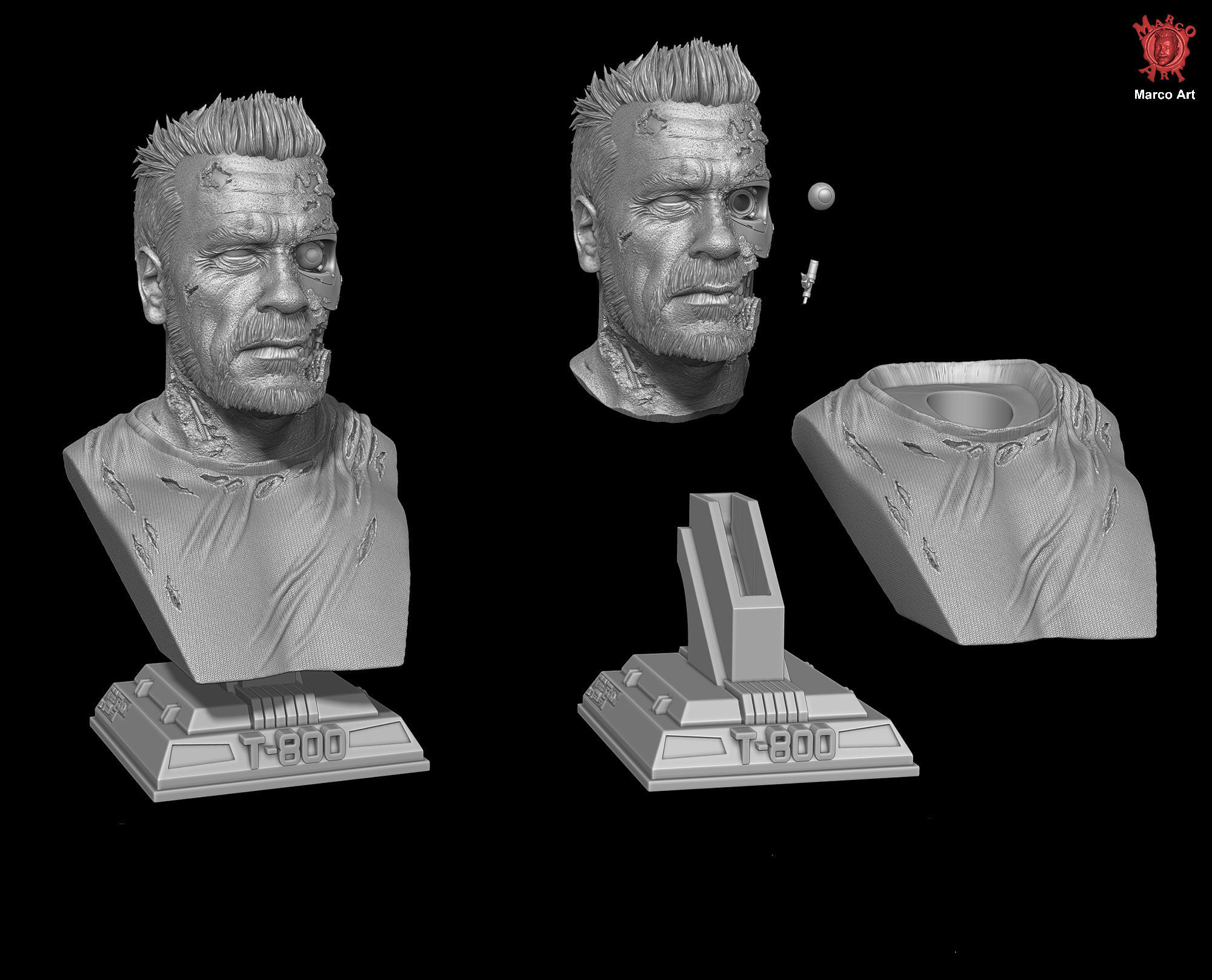 T800 Bust stl file 3D model 3D printable | CGTrader