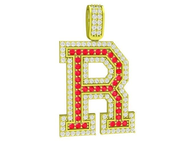 luxury hit hop diamond Letter R pendant 4228 3D model 3D printable ...