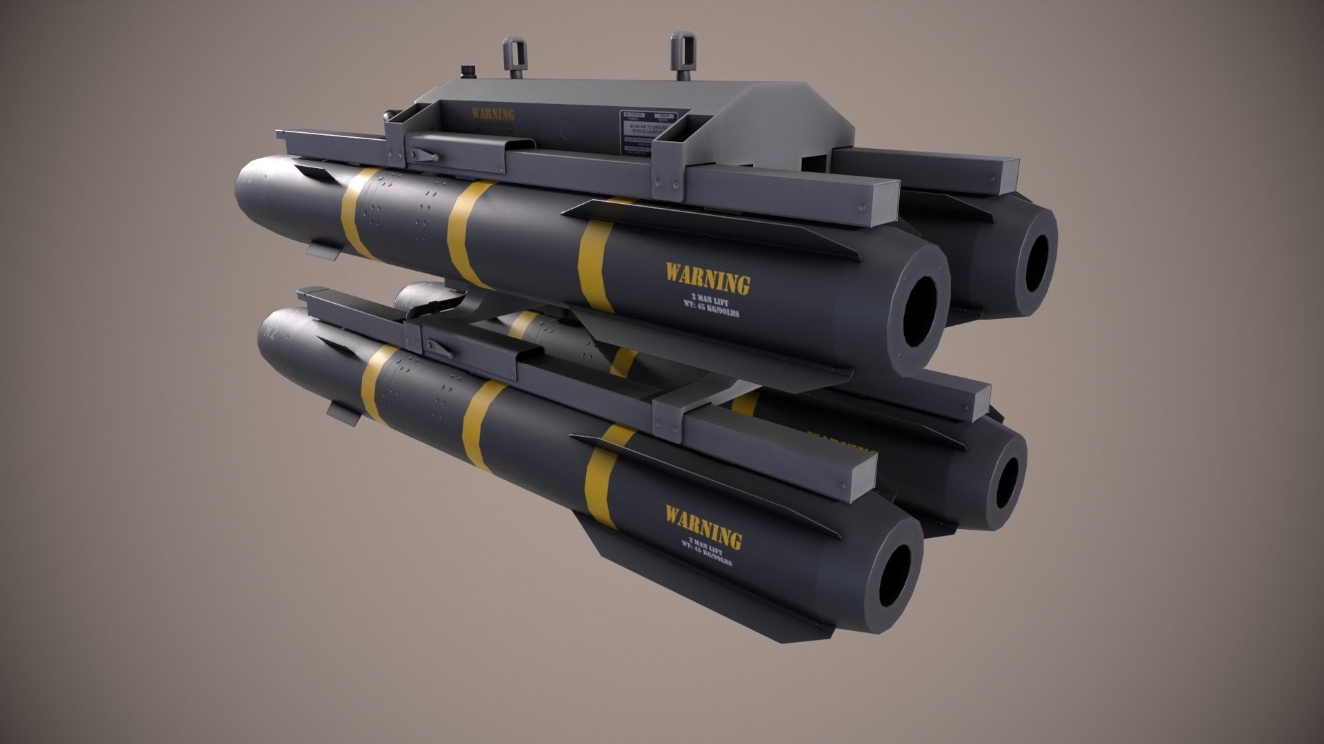 3D model AGM-114 Hellfire Missile Launcher X4 VR / AR / low-poly | CGTrader