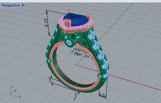 Blue heart luxurious diamond ring 3307 3D print model 3D model 3D ...