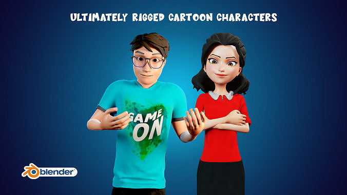 3D model Robert and Shiny Cartoon characters Rigged VR / AR / low-poly ...