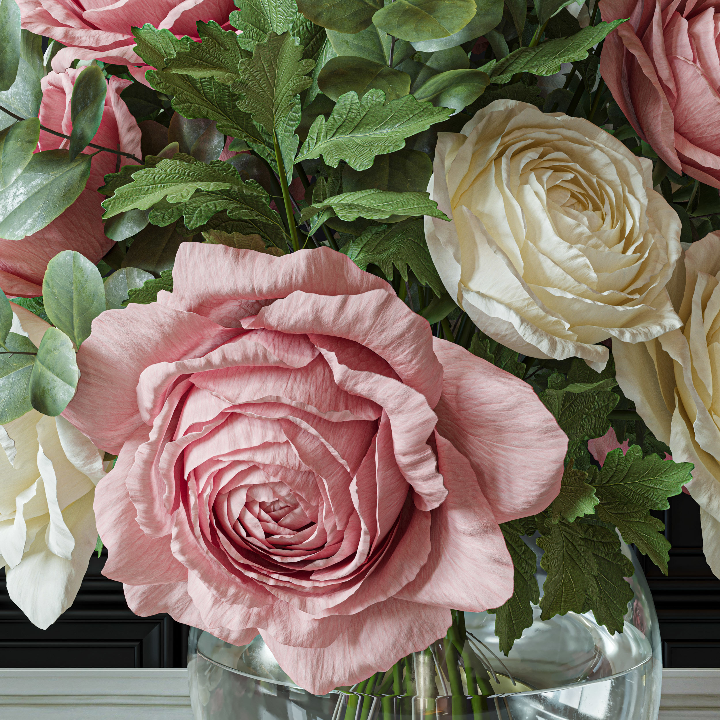 Flower Set 049 pink and white rose 3D model | CGTrader