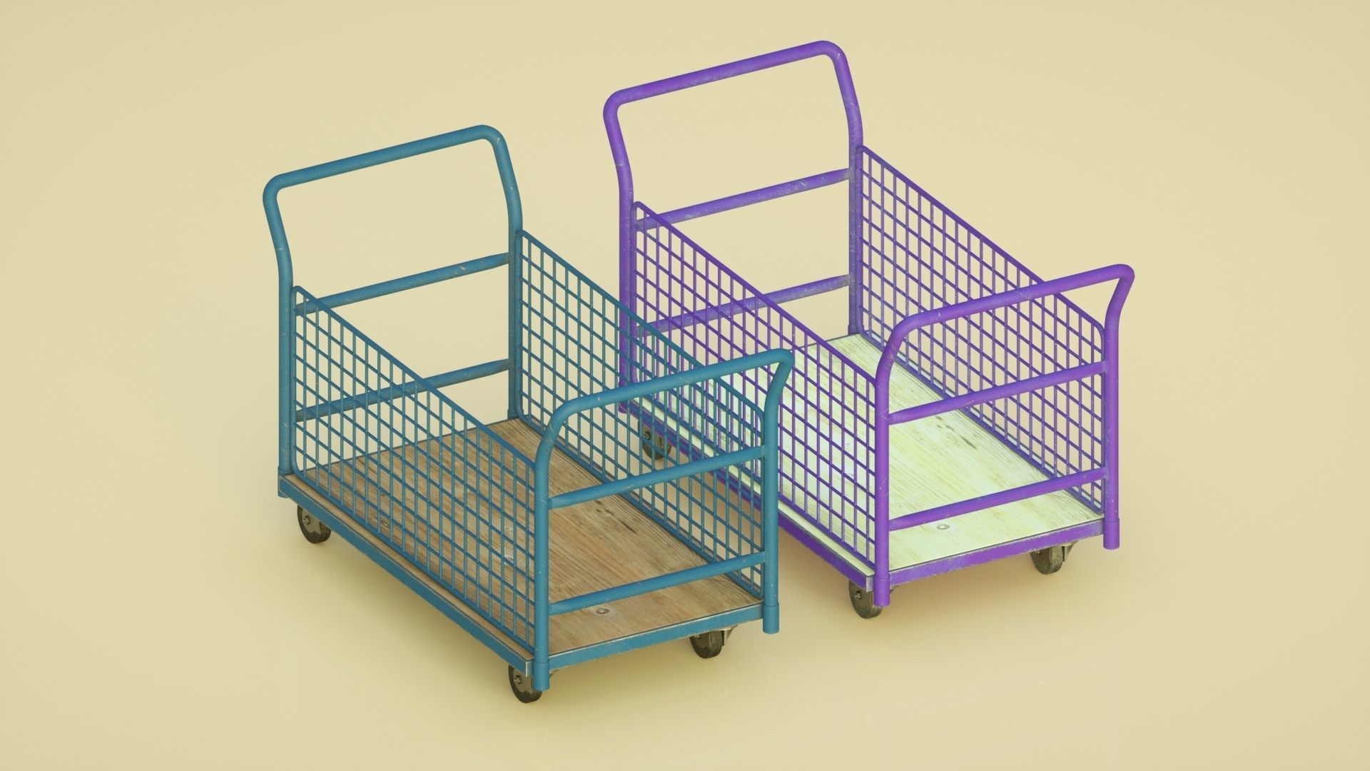 Supermarket trolley shopping cart pull truck C4D model 3D model | CGTrader
