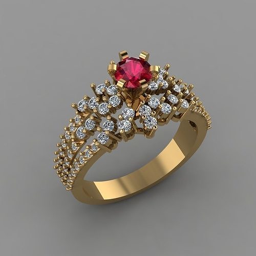 Ruby With Dimond Gold Beautiful Ring File 3D print model 3D model 3D printable | CGTrader