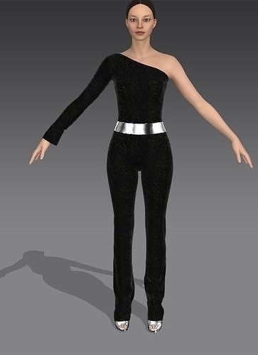 ONE SHOULDER JUMPSUIT DART LOOK 3D model | CGTrader