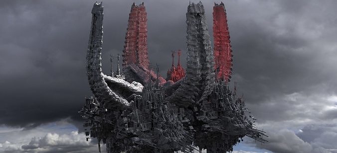 Sci-Fi Alien Spine City base 4 3D model | CGTrader