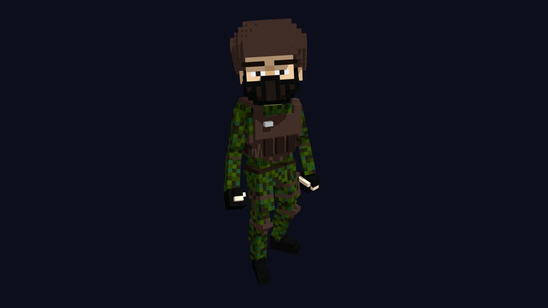 3D model Soldier Character - 3D Voxel Low Poly Model VR / AR / low-poly ...