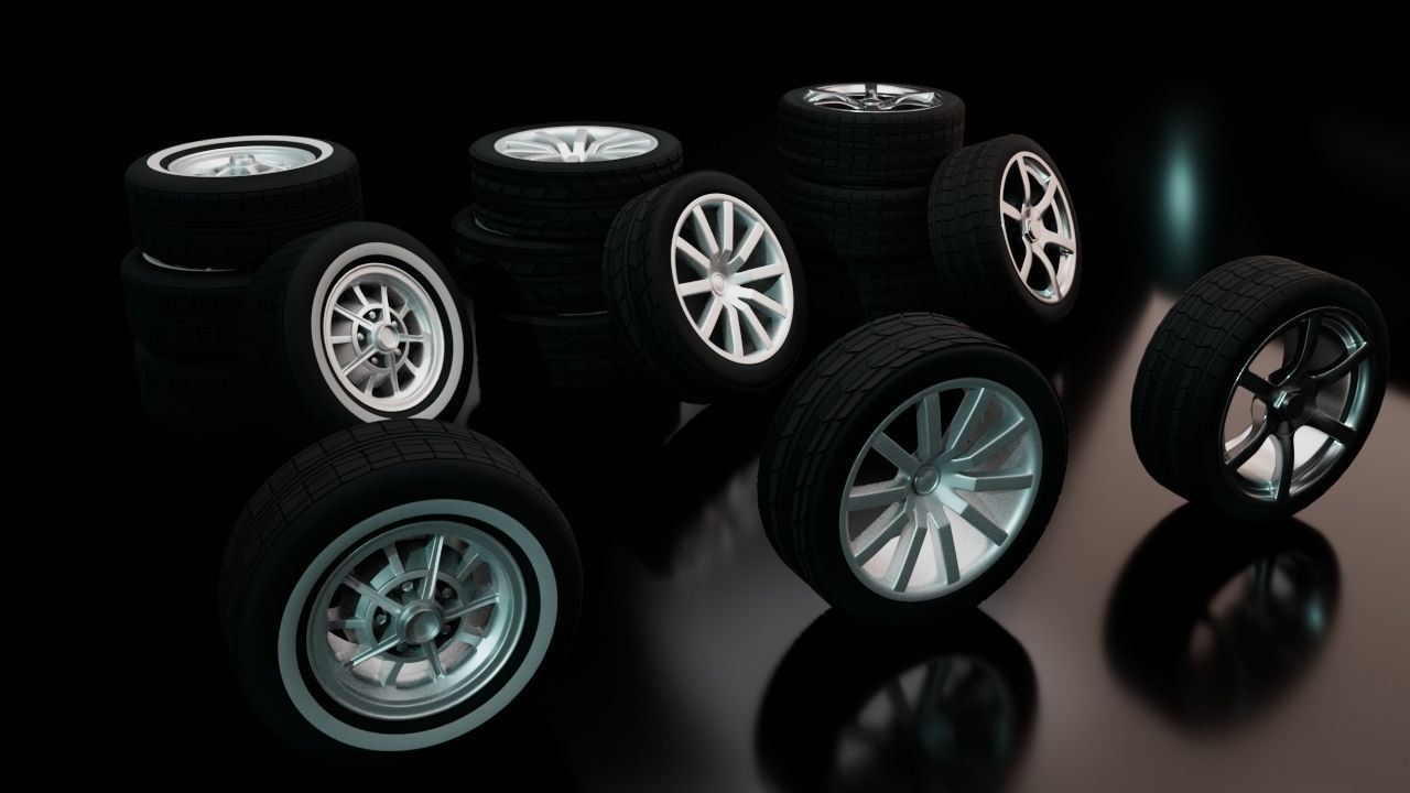 3D model 3 Car wheel pack VR / AR / low-poly | CGTrader