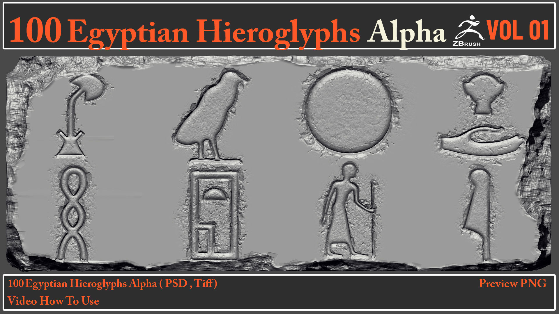 100 Egyptian Hieroglyphs Alpha Maps 3D model | CGTrader
