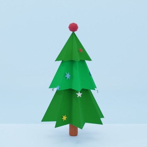 3D model Set of low poly Christmas Tree set B Low-poly 3D model VR / AR ...