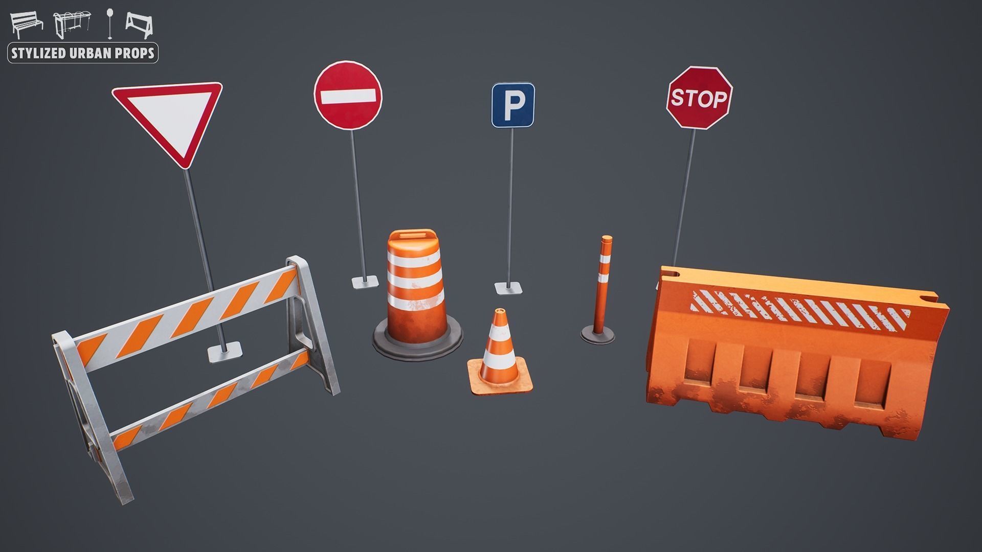 3D model Stylized Urban Props VR / AR / low-poly | CGTrader