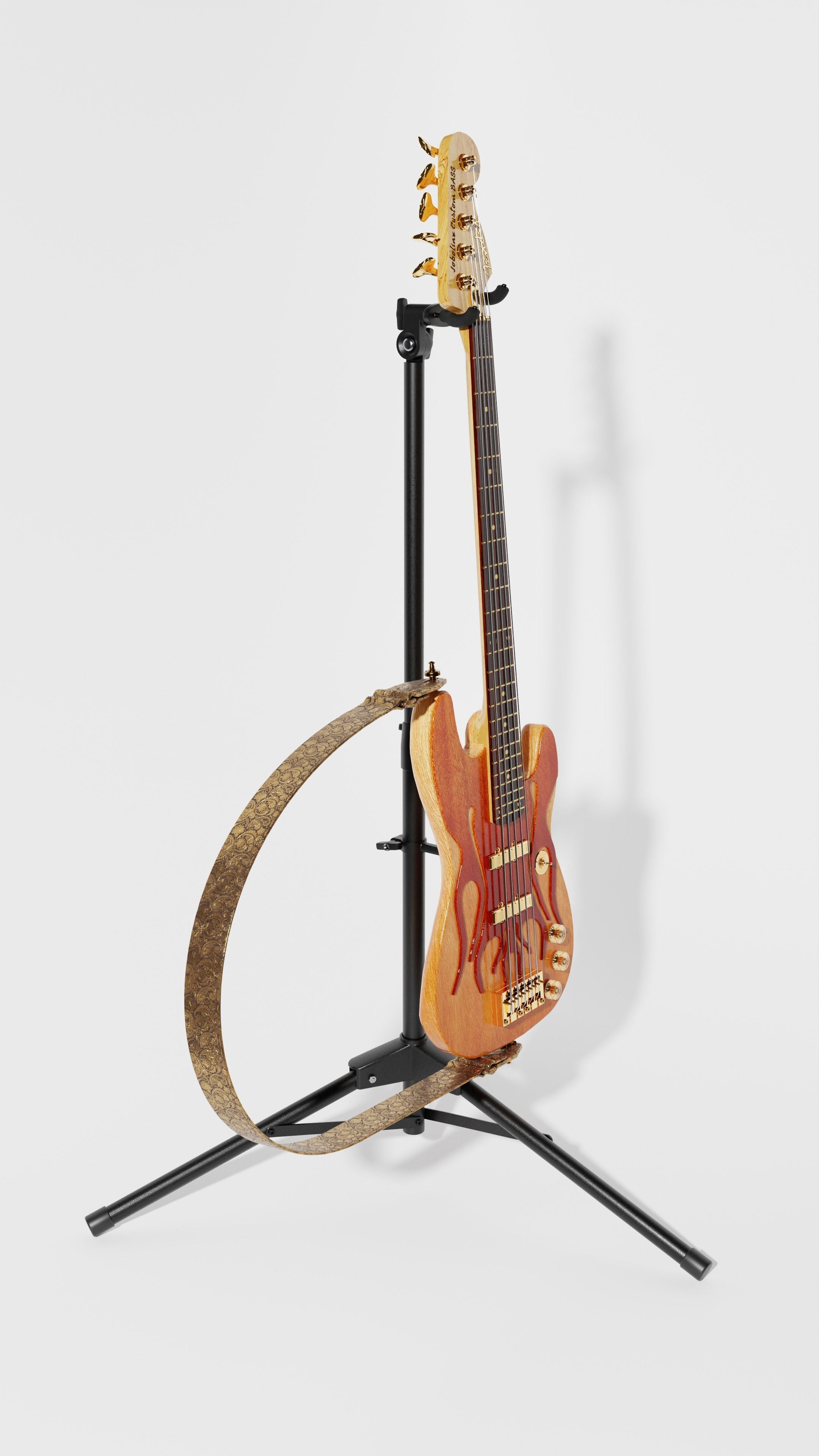 Bass Guitar with stand Fender Joboline Custom Bass 3D model | CGTrader