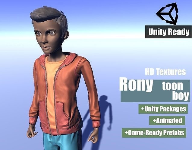 3D model Rony - animated rigged Toon Boy VR / AR / low-poly | CGTrader