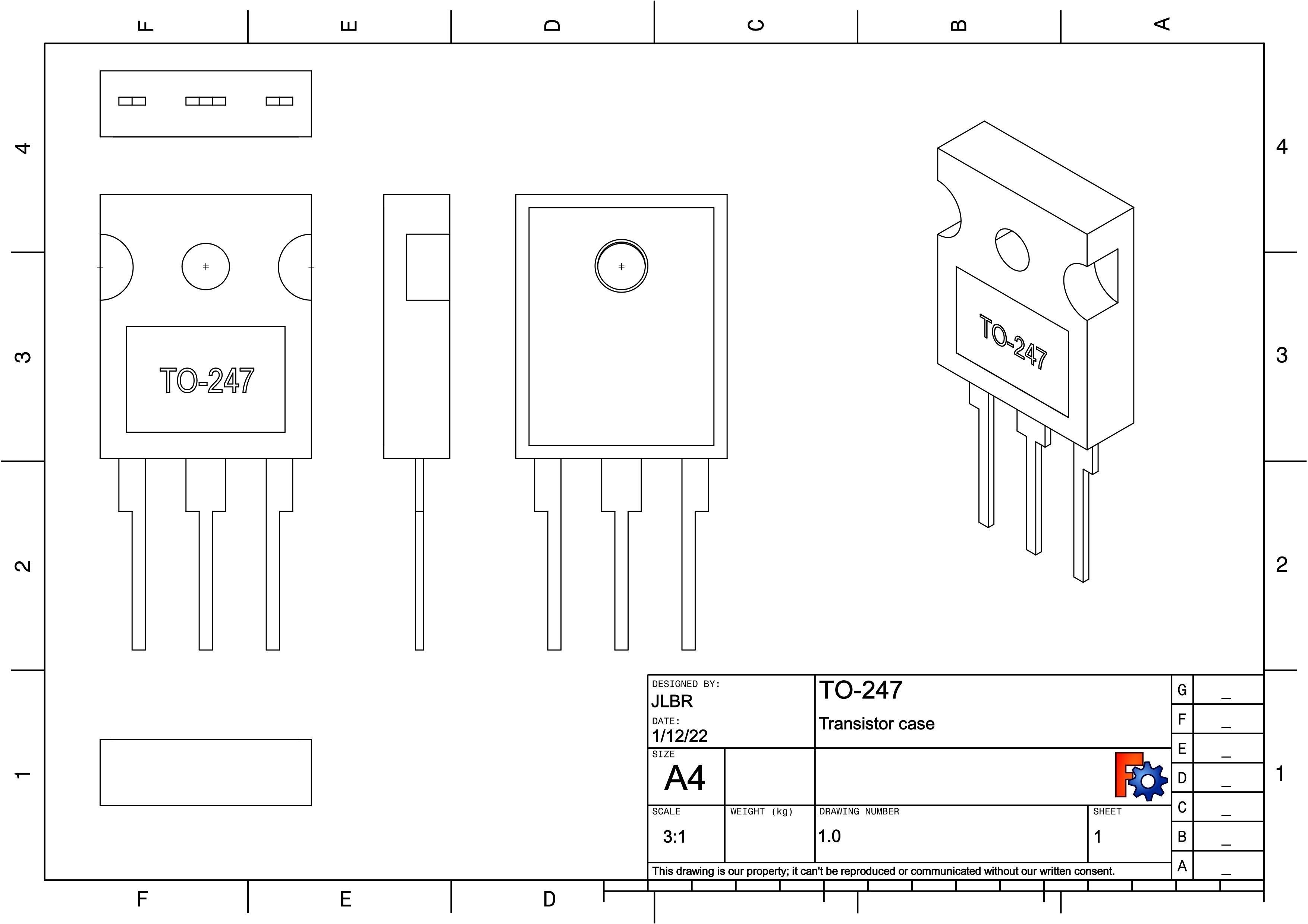 TO247 transistor case 3D model | CGTrader