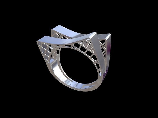 Curved 2 part fusion ring 3D model 3D printable | CGTrader