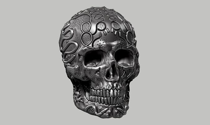 skull art design a05 3D model 3D printable | CGTrader