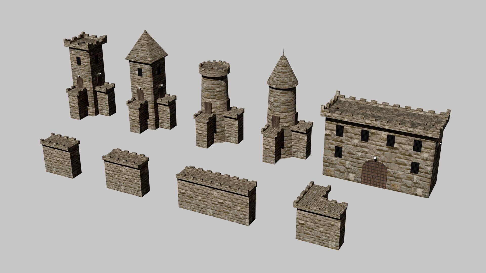 Modular castle Low polly 3D Model Game ready free VR / AR / low-poly 3D ...