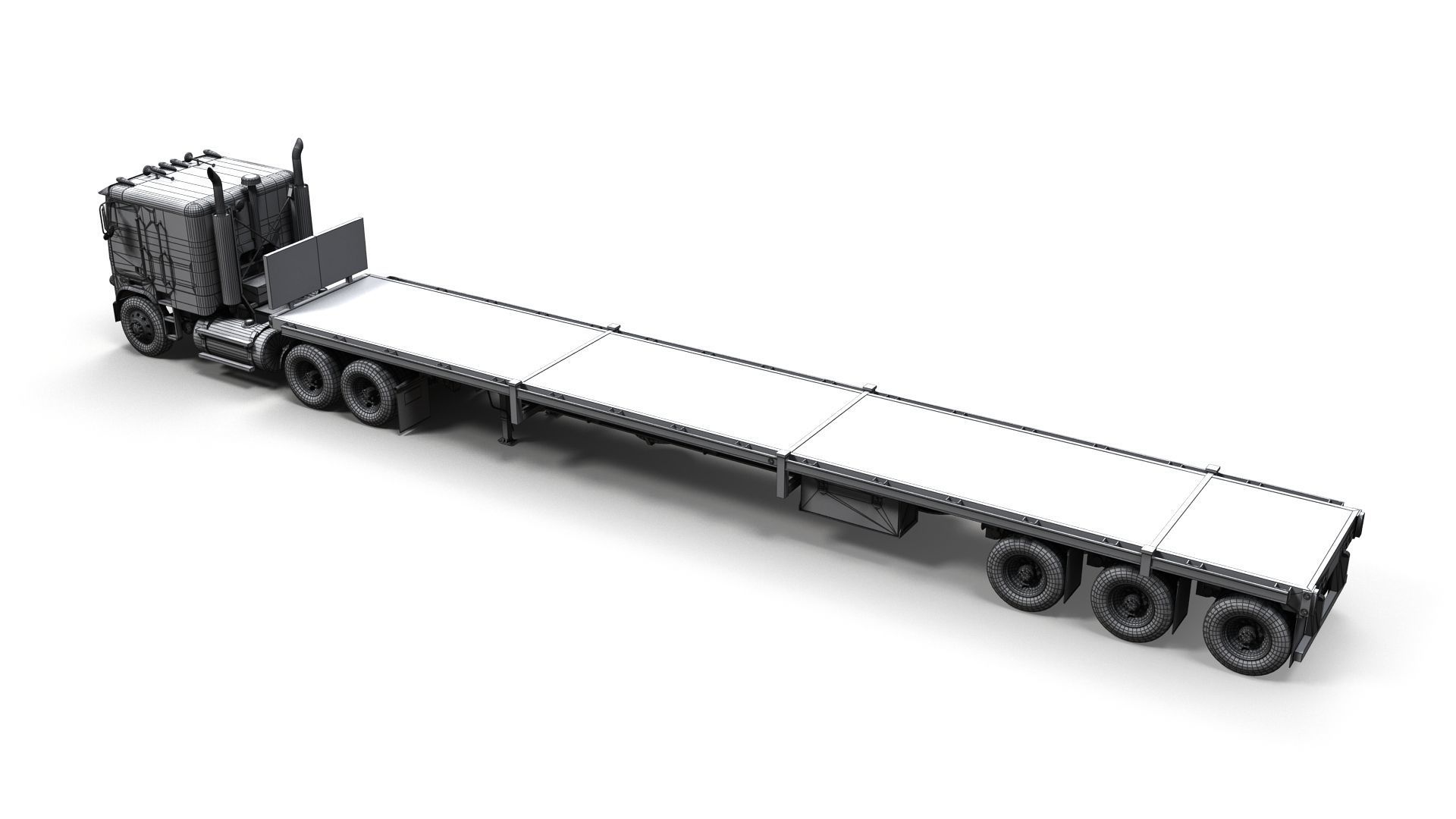 3D model Freightliner FLT flatbed trailer VR / AR / low-poly | CGTrader