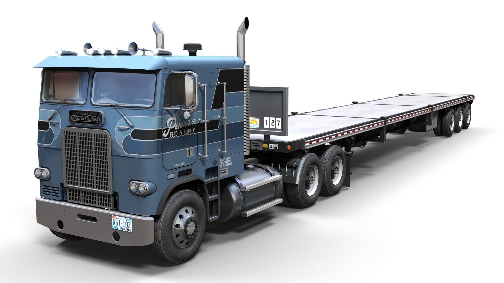3D model Freightliner FLT flatbed trailer VR / AR / low-poly | CGTrader