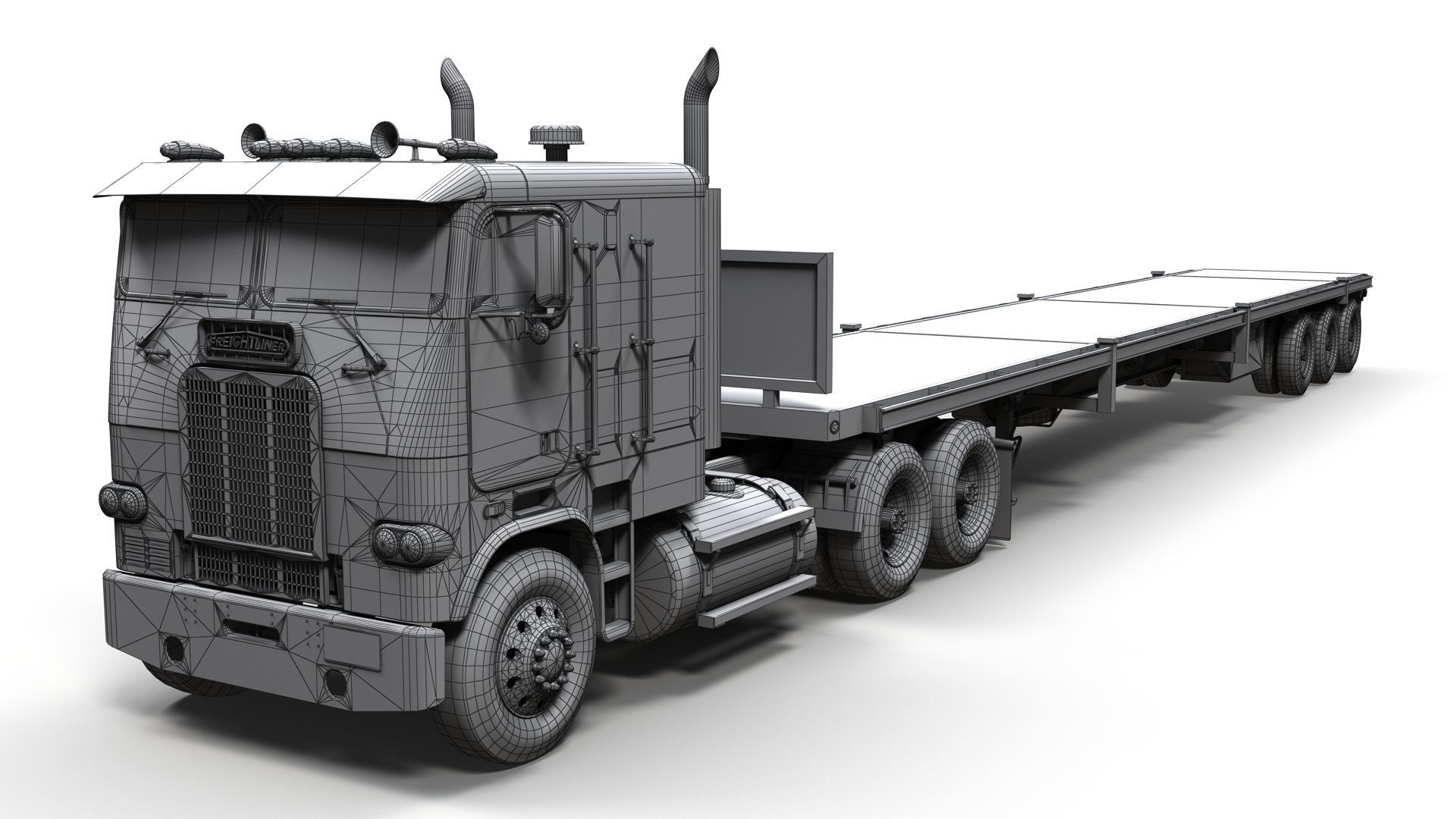 3D model Freightliner FLT flatbed trailer VR / AR / low-poly | CGTrader