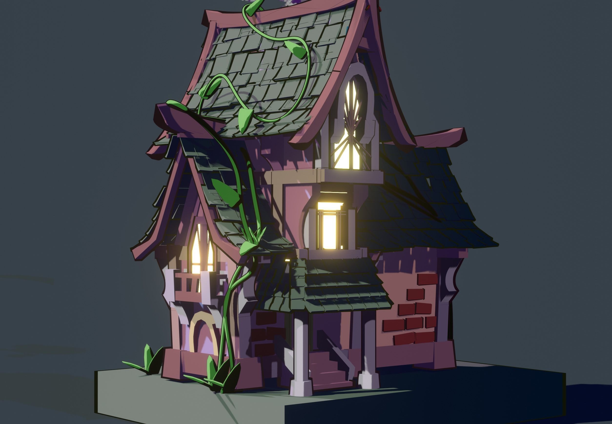 Haunted house cartoon shader free 3D model | CGTrader