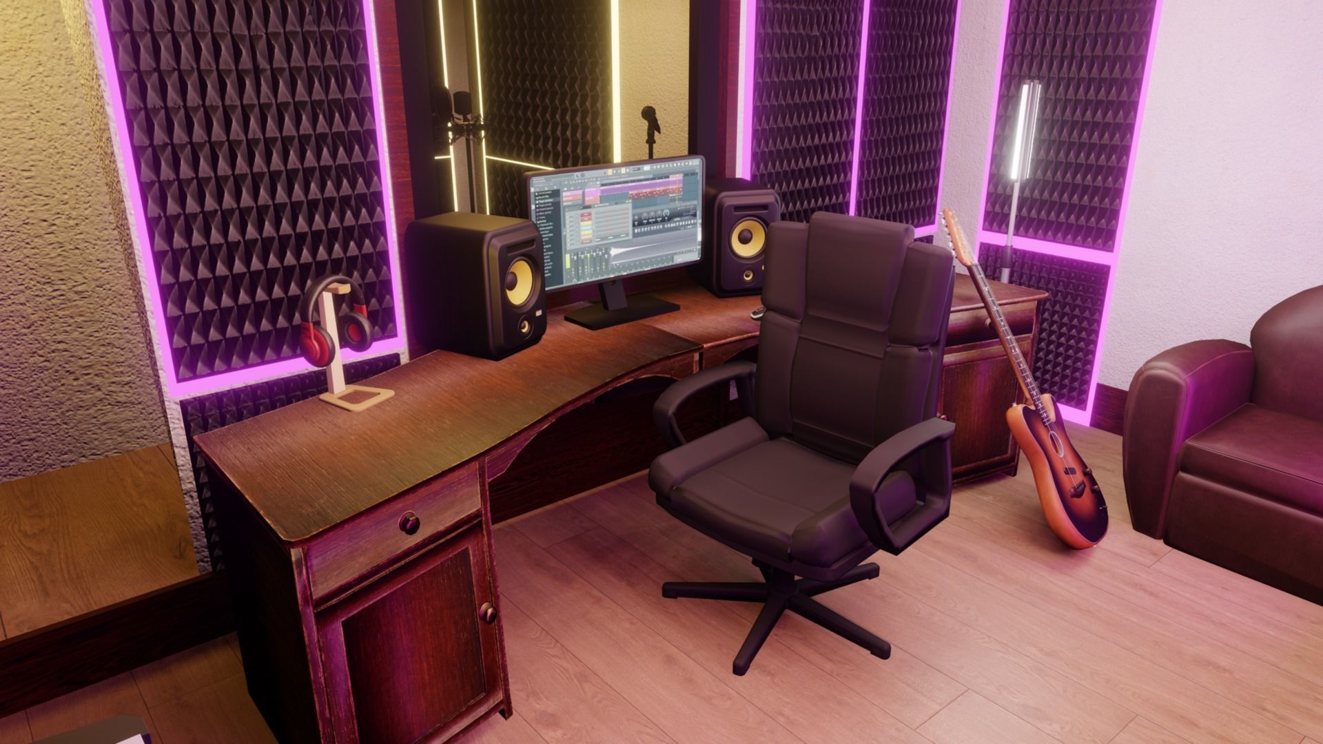 3D model Recording Studio Music booth VR / AR / low-poly | CGTrader