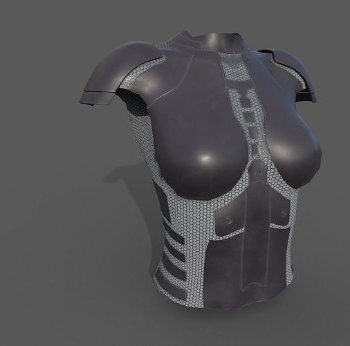3D model Simple sci-fi female black armor Low-poly 3D model VR / AR ...